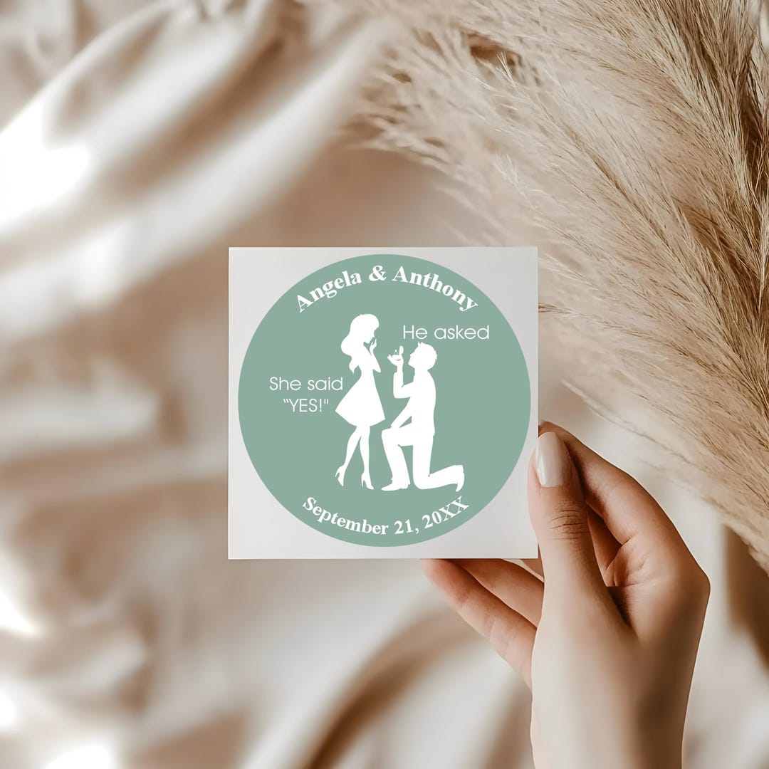 He Asked I Said Yes Stickers – Engagement Party Favor Labels – Custom ...