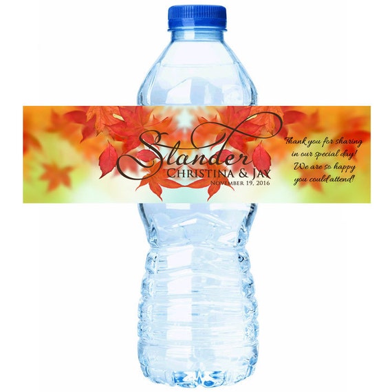 30 Autumn Wedding Water Bottle Labels - Fall leaves bottle labels ...