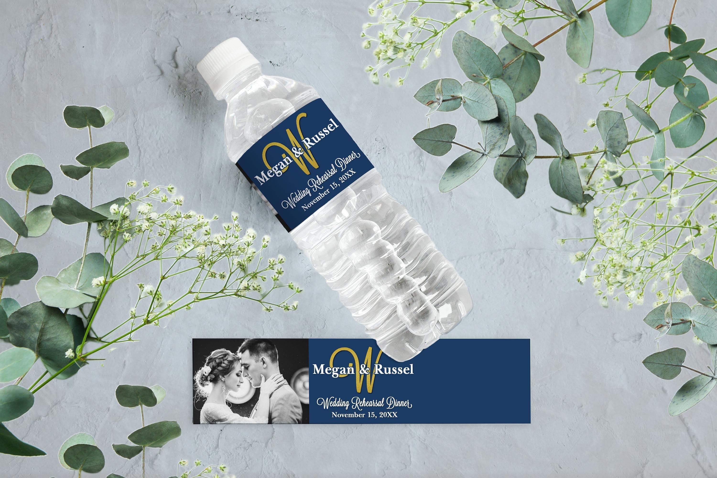 Personalized Monogram and Photo Water Bottle Labels for Rehearsal ...