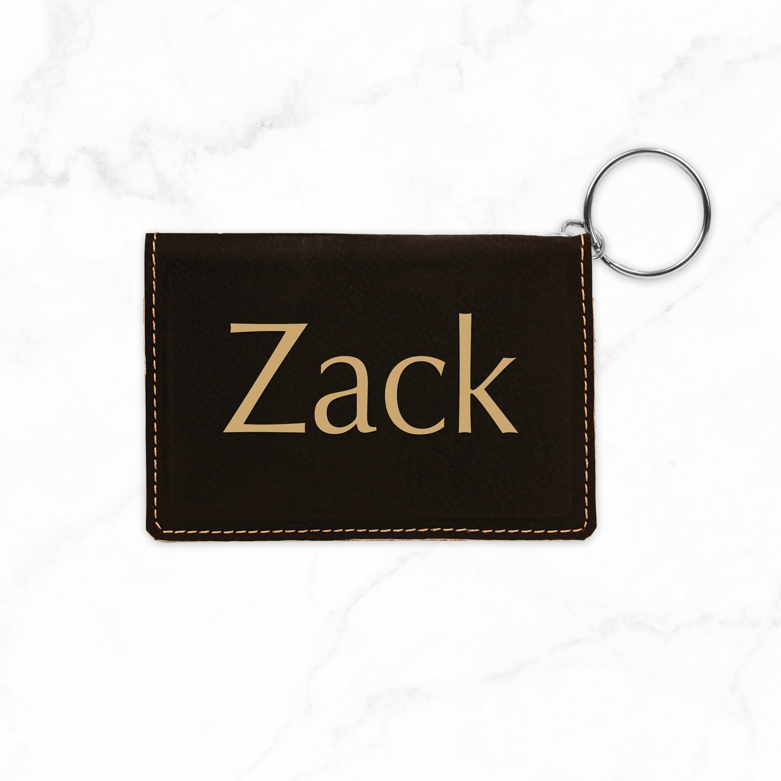 Personalized Custom Leatherette ID Keychain Personalized | Etsy