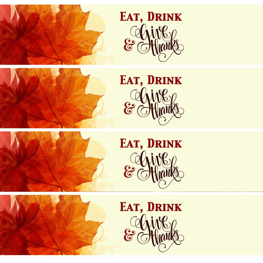 Thanksgiving Water Bottle Labels - Thanksgiving Decor - Thanksgiving ...
