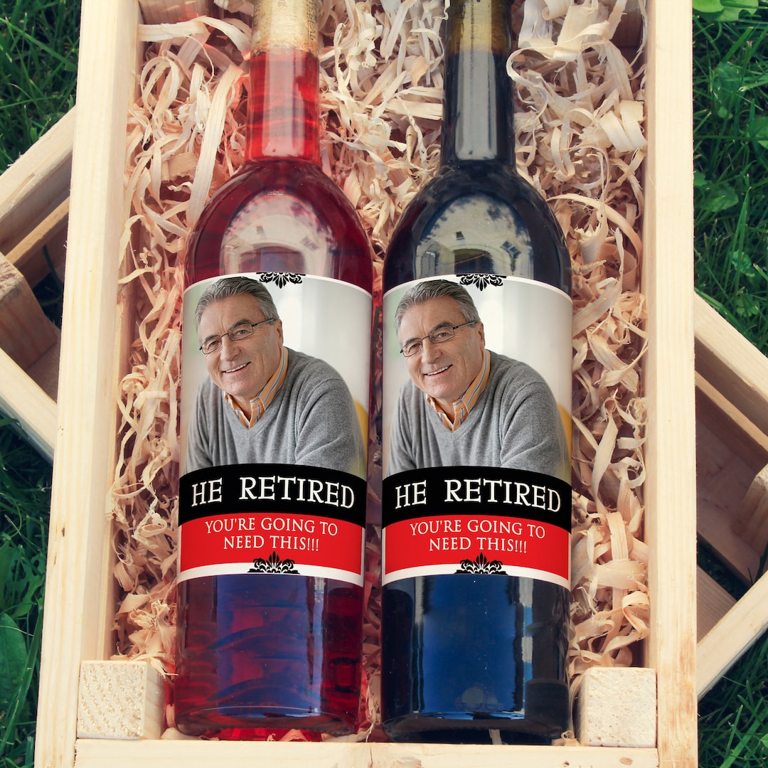 Printed Retirement Wine Labels Custom Photo With Personalization Bottle ...