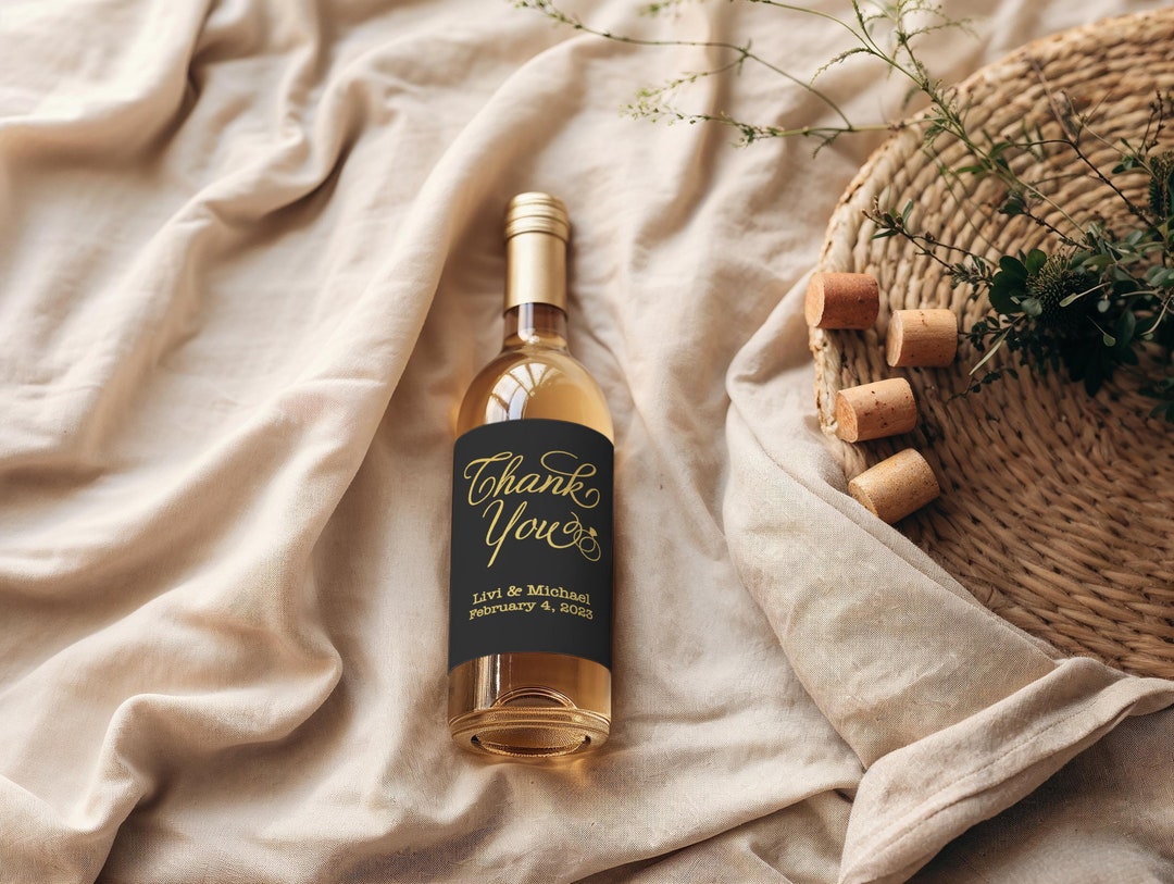 Personalized Mini Wine Bottle Labels: Thank You Party Favors - Etsy