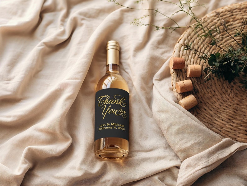 Personalized Wine Bottle Labels: Thank You Party Favors for Miniature ...