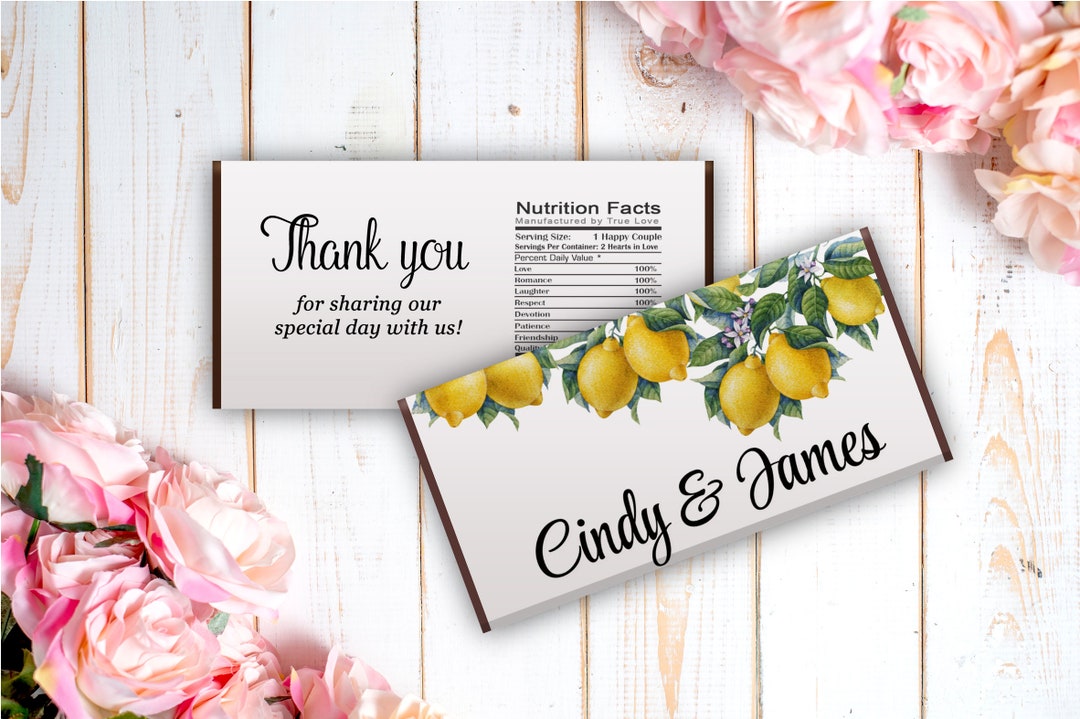 Personalized Lemon Large Candy Bar Wrappers (set of 12) - Etsy