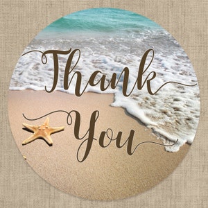 Glossy Round Sticker Label Tags - Beach Theme Wedding Favor & Gift Tags ...