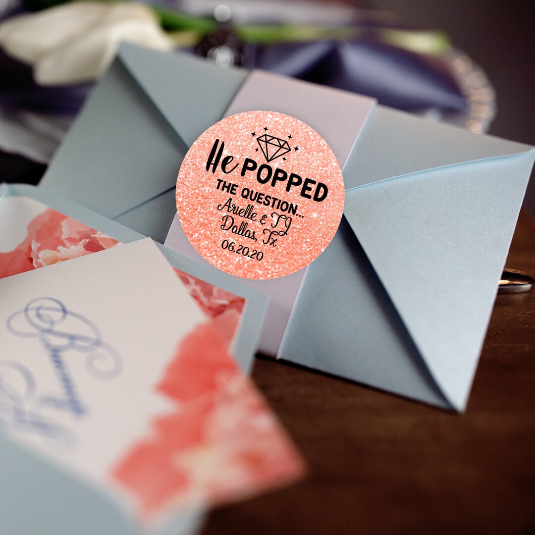 He Popped the Question Stickers - Personalized Stickers - Round ...