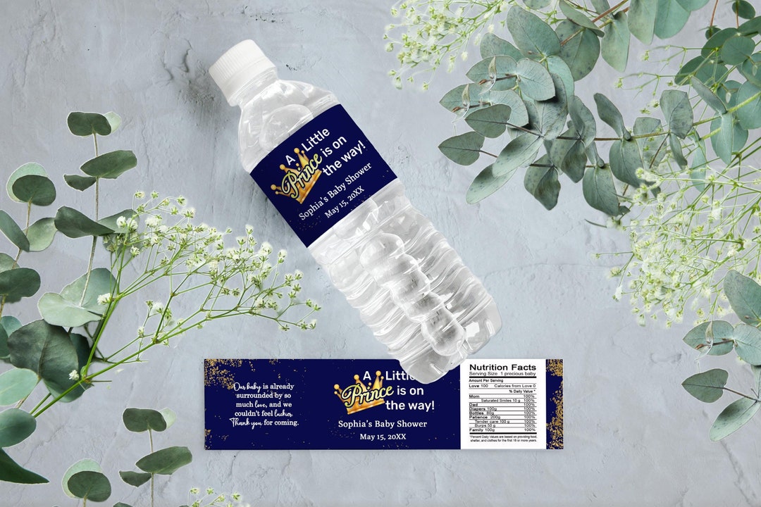 Baby Shower Water Bottle Labels | A Prince is on His Way | Custom ...
