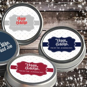 12 Personalized Happy Holidays Mint Tins Favors Holiday Mints - Etsy