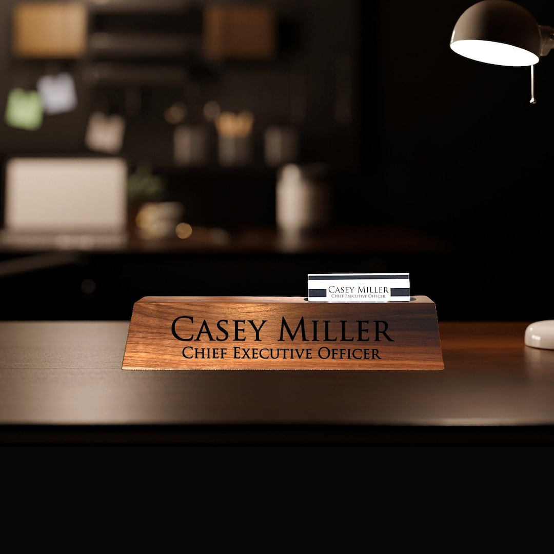 Engraved Business Card Holder, Desk Name Plate, Custom Name Sign ...