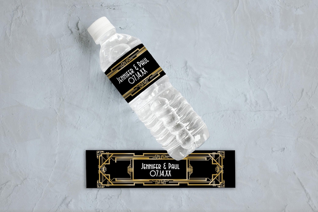 Personalized Gatsby Water Bottle Labels: Waterproof Wedding & Party ...