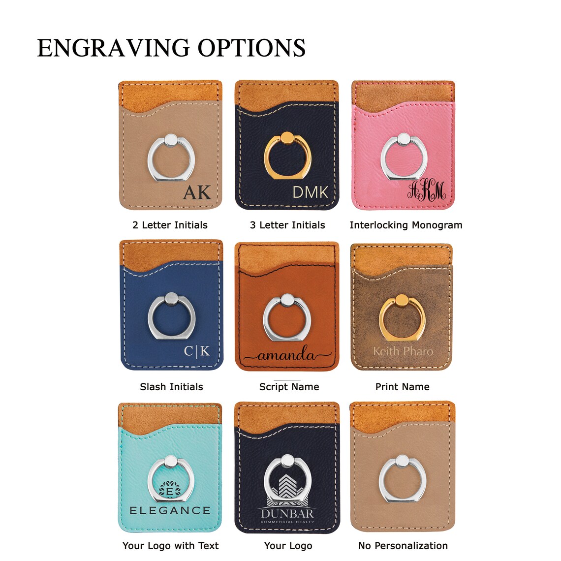 Personalized Leather Phone Wallet With Ring, Ring Stand, Cell Phone ...