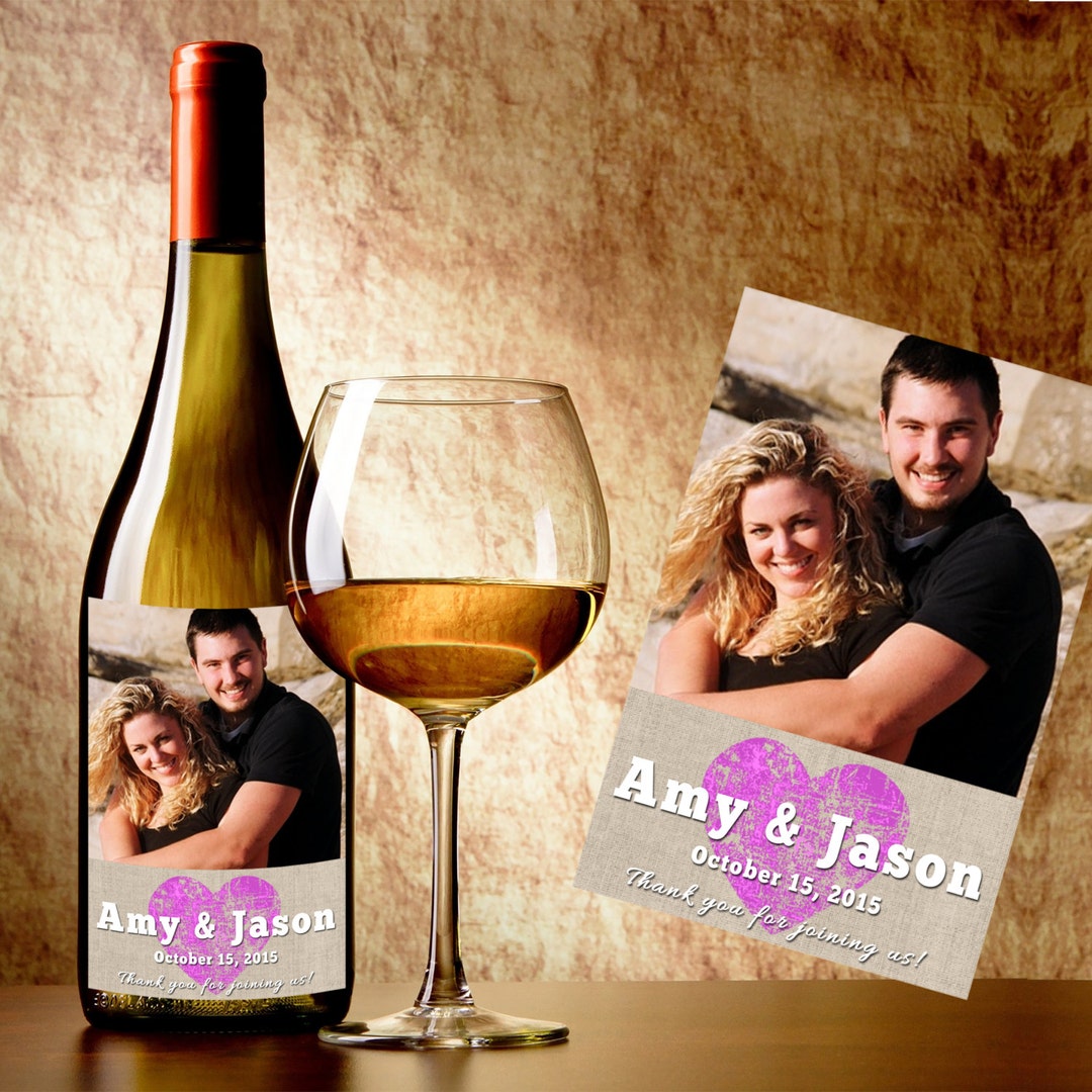 Rustic Heart Photo Wine Label Personalized Wine Label With Photo ...