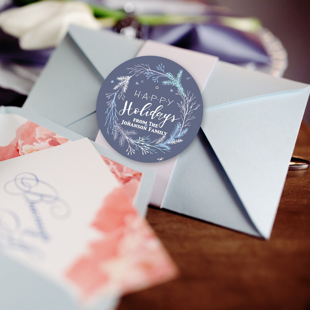 Personalized Christmas Stickers | Holiday Wreath Gift Labels - Etsy