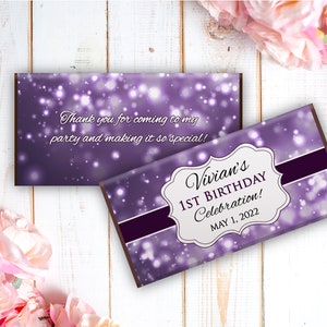 Large Candy Bar Wrapper, Birthday Celebration, Purple Wrappers ...