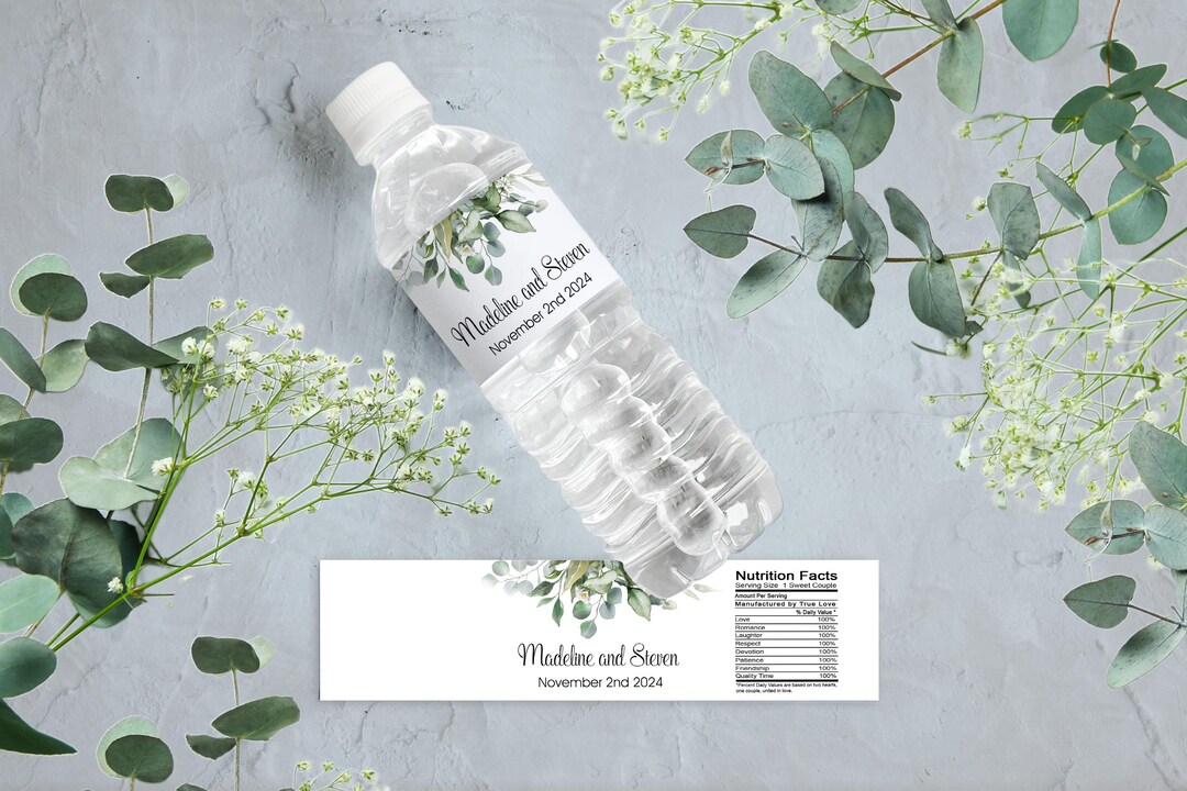 Personalized Printed Water Bottle Labels - Eucalyptus Leaves - Etsy