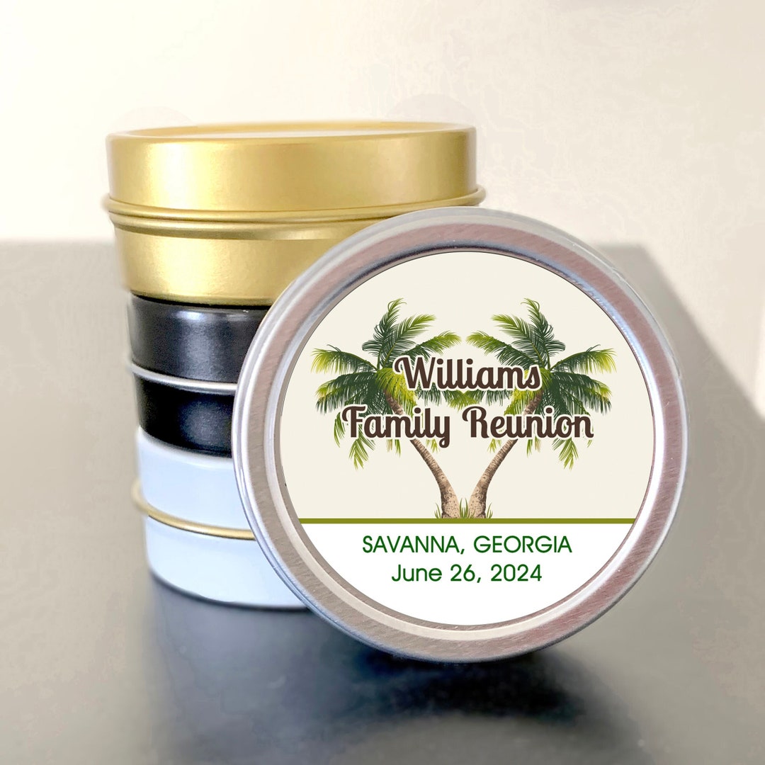 Family Reunion Mint Tins - Palm Tree Party Favors & Décor - Tins ...