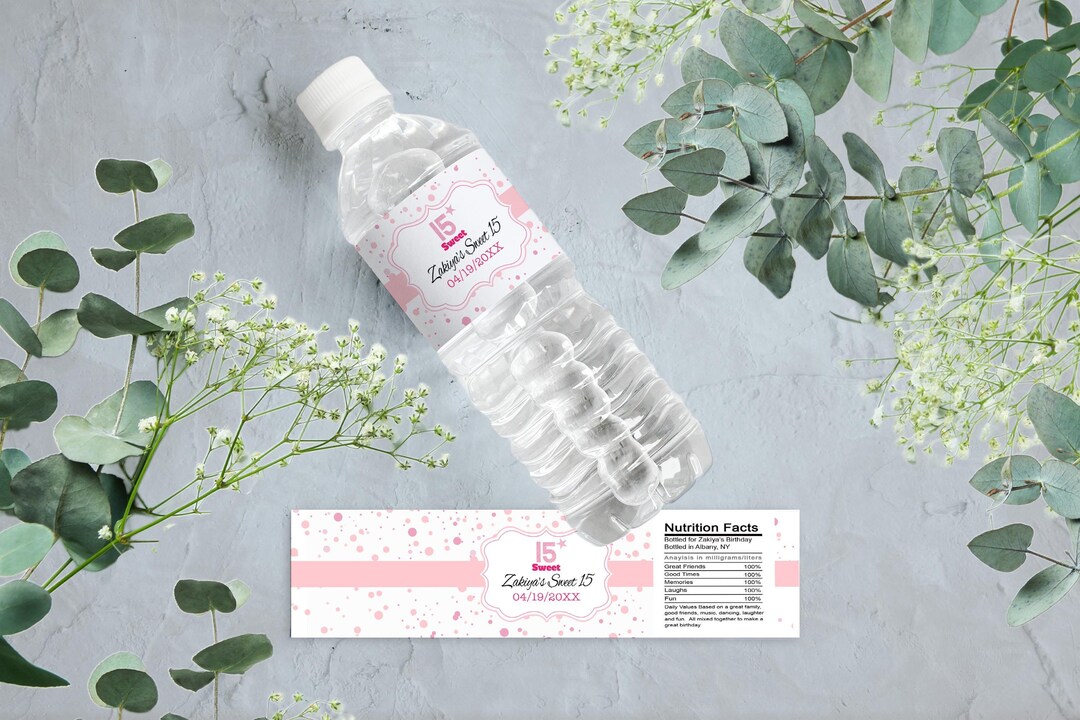 30 Sweet 15 Birthday Water Bottle Labels - Sweet 15 Decor - Sweet 15 ...