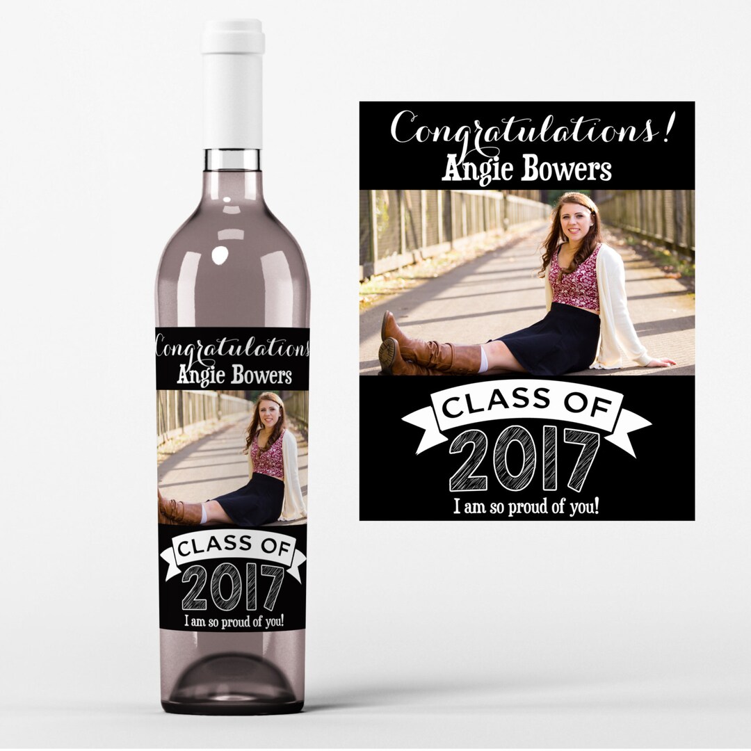 4 Photo Graduation Wine Labels Personalized Graduation Wine Label Add ...