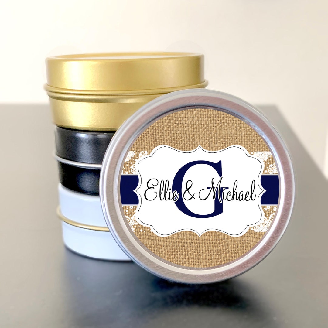 Personalized Wedding Mint Tins: Burlap Lace Monogram, Candy Favors - Etsy