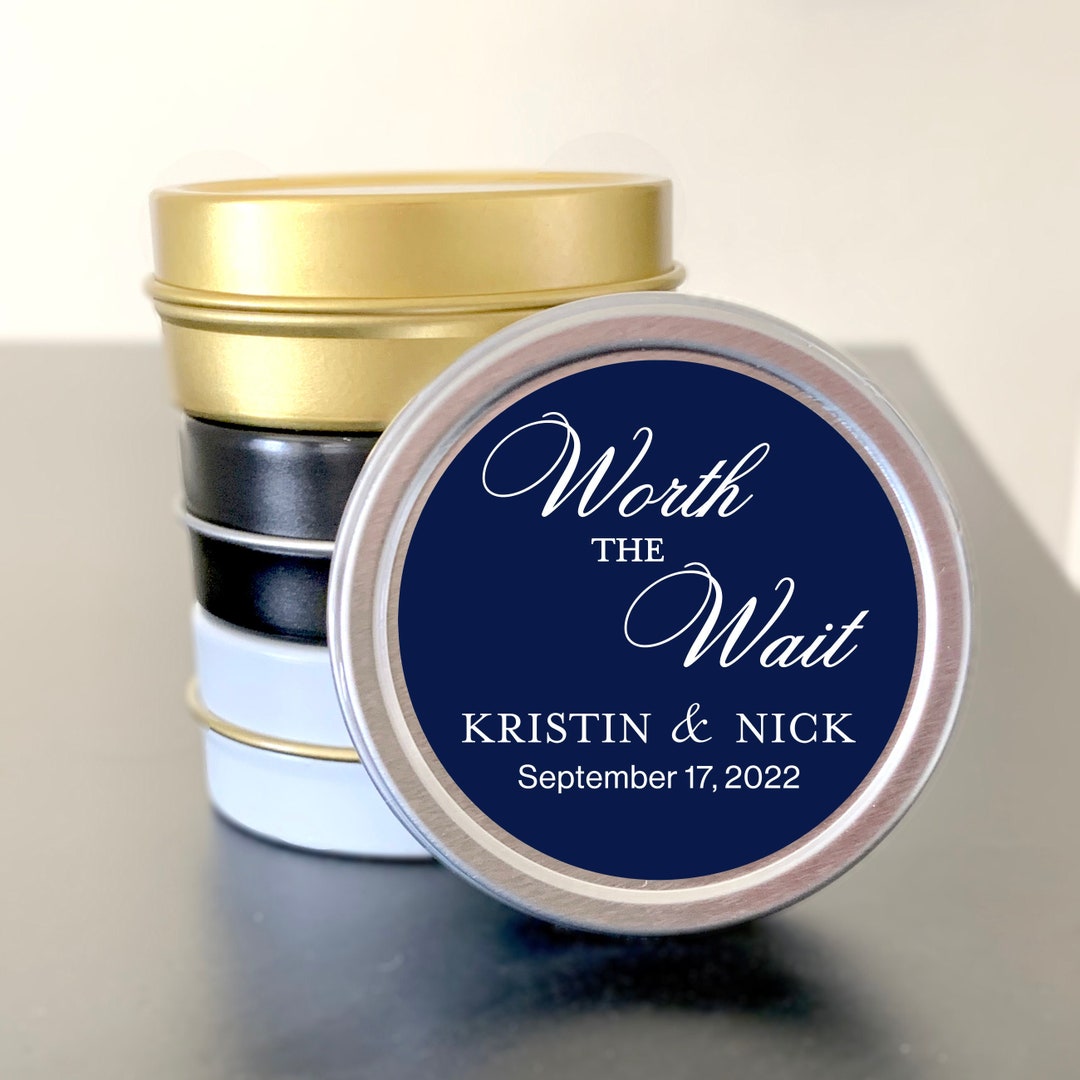 Mint Tin Wedding Favors Worth the Wait Mint Favors Custom Text, Fonts ...