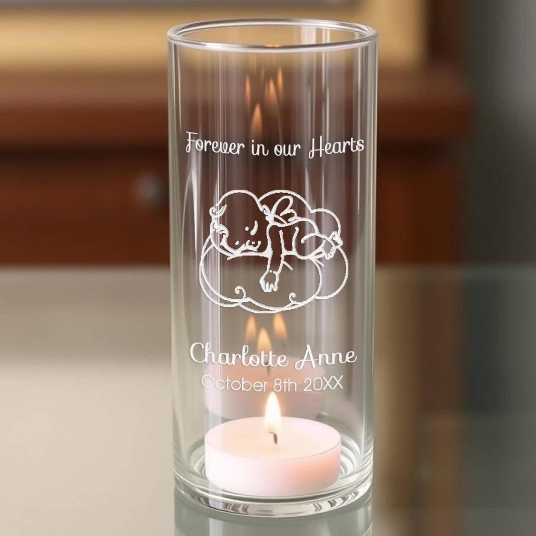 Memorial Vases | in Loving Memory Vase With Floating Angel Baby Candle ...
