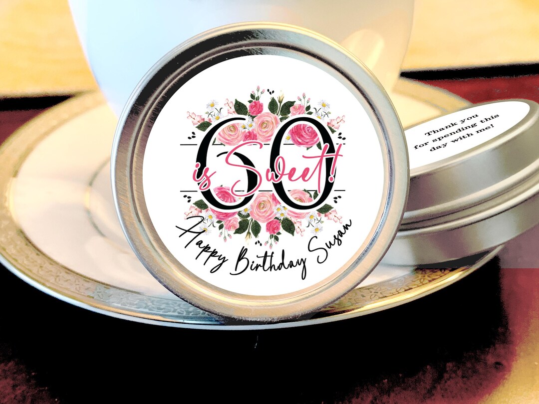 60th Birthday Party Mint Tins - Pink Floral | We Can Do Any Age on This ...