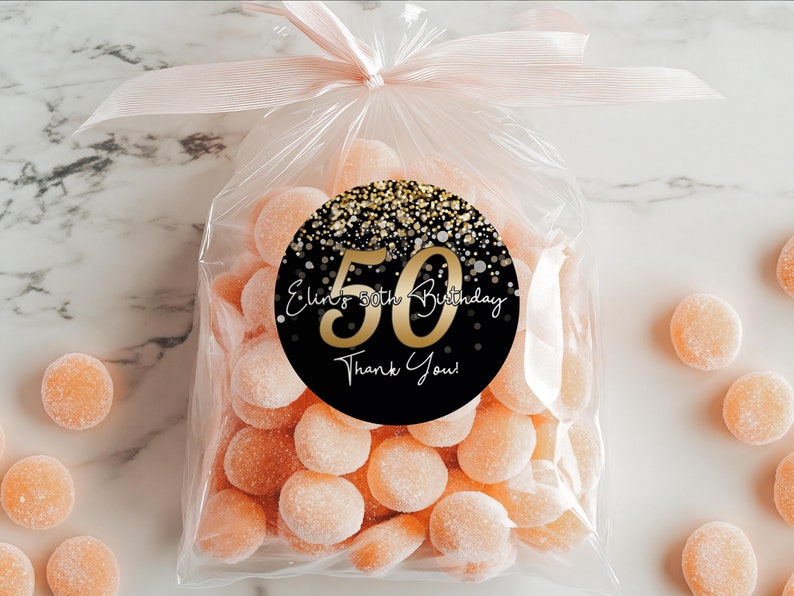 Printed Candy & Favor Box Stickers | Candy Stickers | 50th Birthday ...