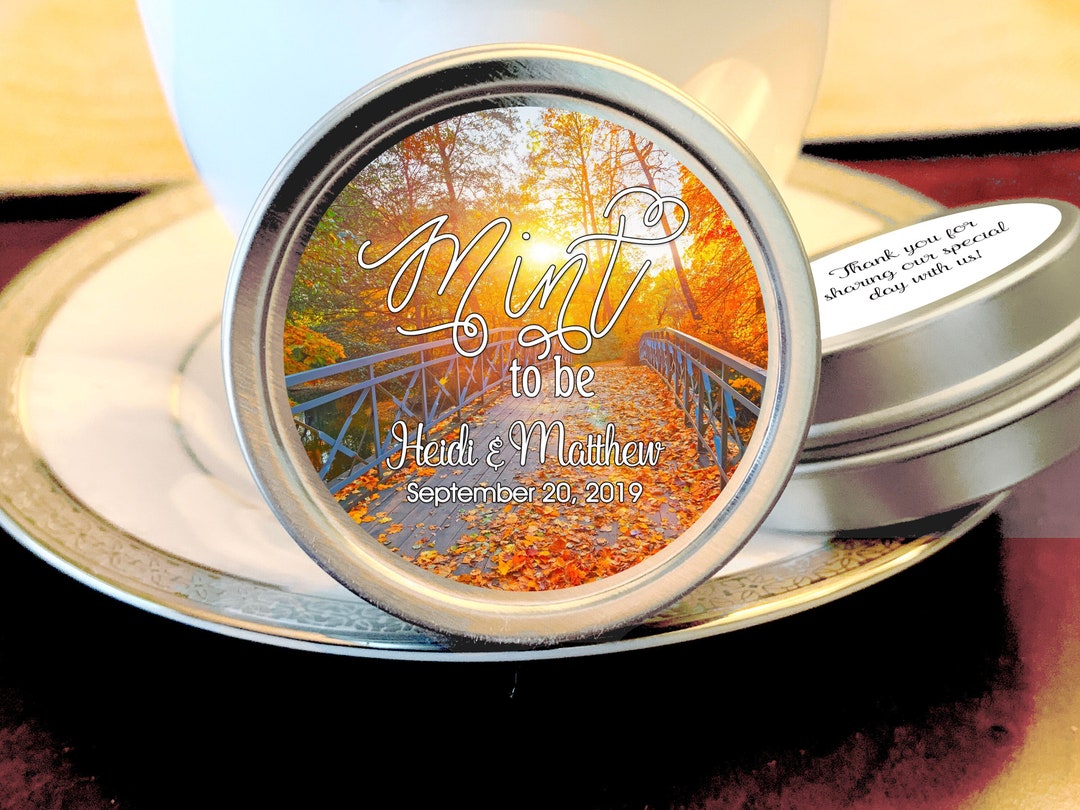 Mint to Be Fall Leaves Wedding Mint Tin Favors | Personalized Mint ...