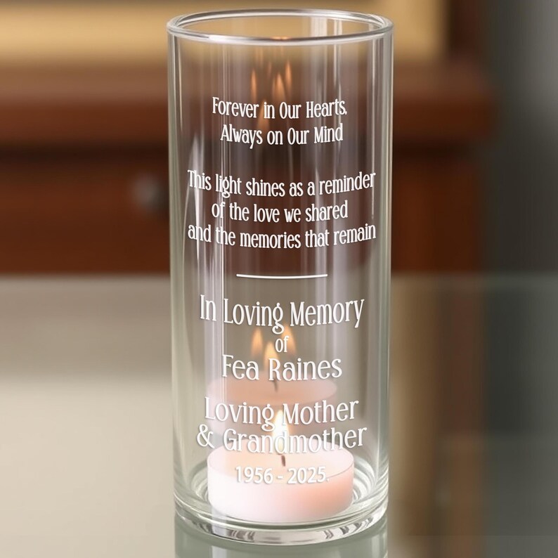 Personalized in Loving Memory Memorial Vase - Floating Candle Holder ...