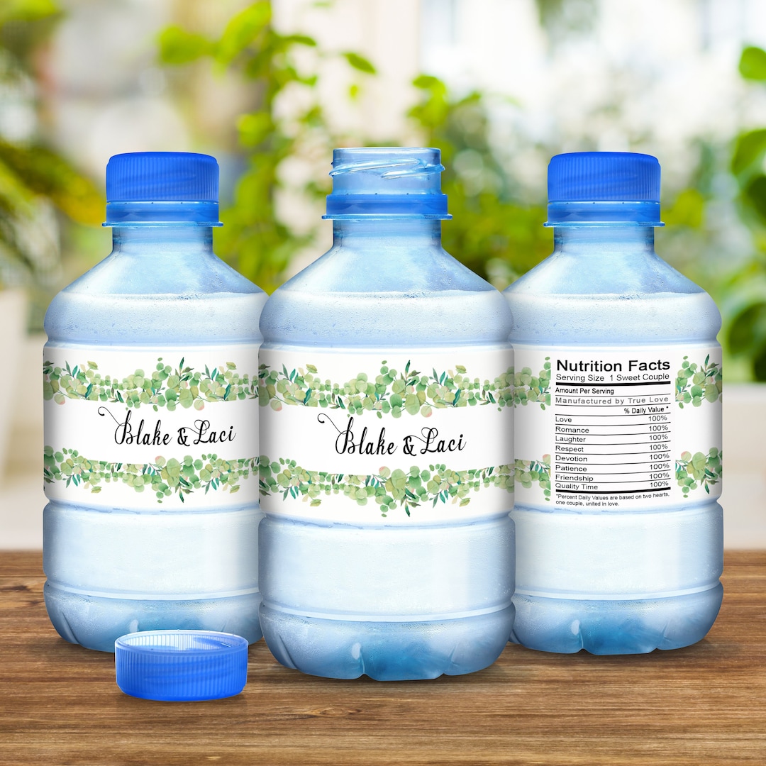 Printed Water Bottle Labels | Eucalyptus Garland | Waterproof, Smudge ...