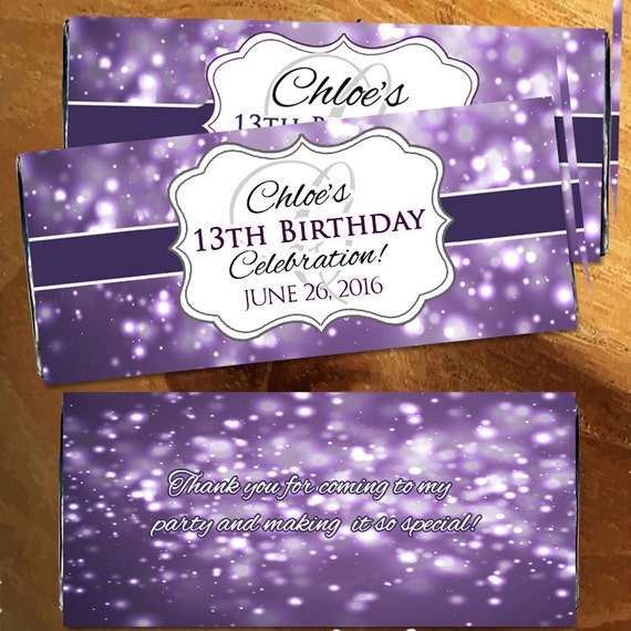 Large Candy Bar Wrapper, Birthday Celebration, Purple Wrappers ...