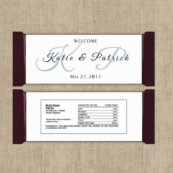 Large Personalized Monogram Hershey Candy Bar Wrappers - 12 wedding ...