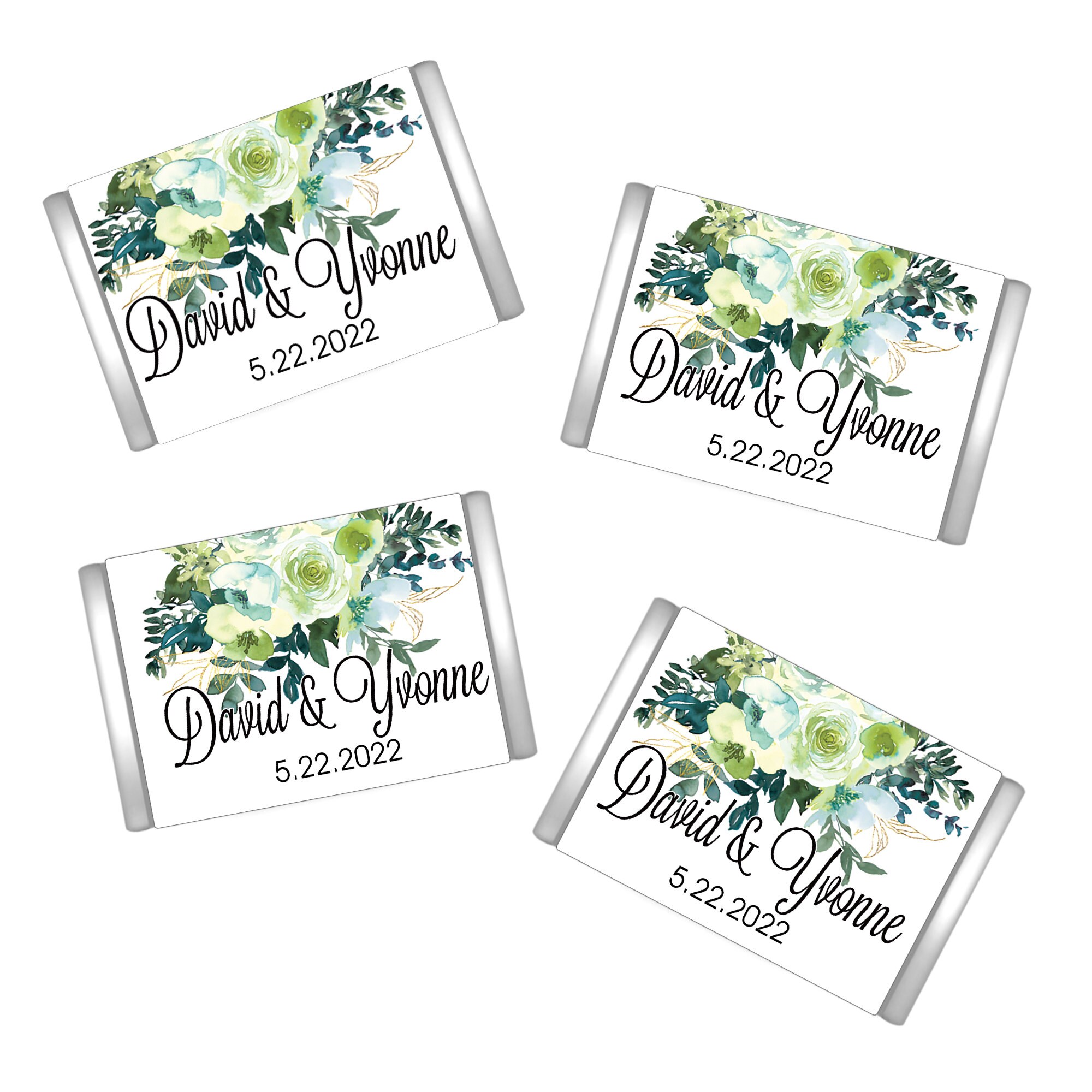 Chartreuse & Turquoise Personalized Miniatures Chocolate Wrappers ...