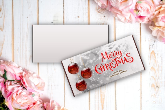Personalized Christmas Chocolate Bar Stickers | Printed Labels for Full ...