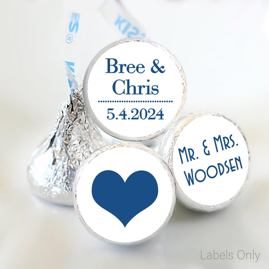 Custom Candy Stickers, Names & Date, Bridal Shower Favors, Set of 108 ...