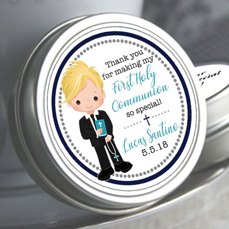 First Holy Communion Candy Tins Boys Holy Communion Mint - Etsy