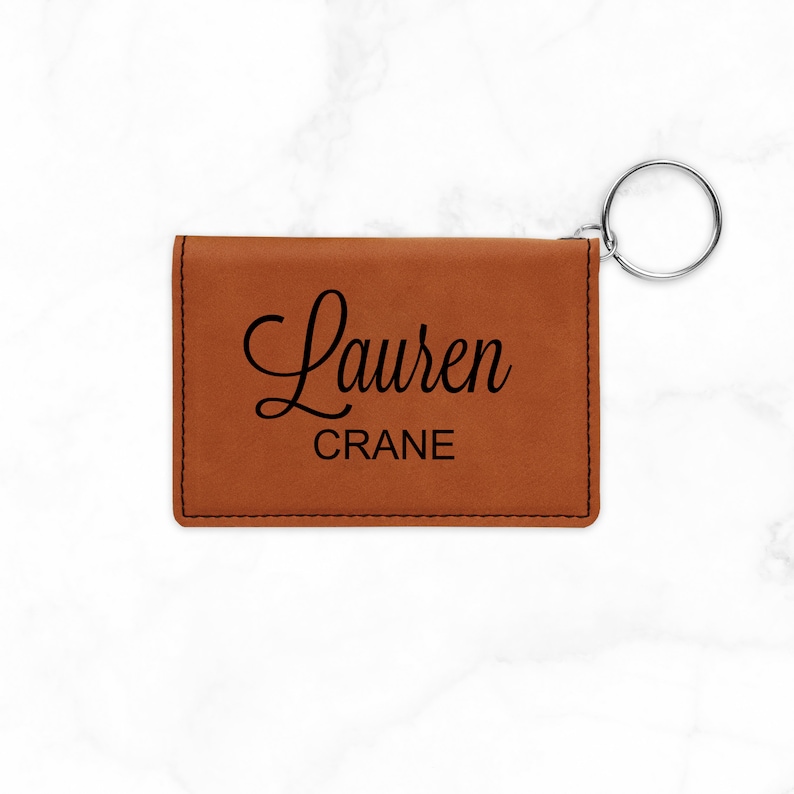 Personalized Custom Leatherette ID Keychain Personalized | Etsy