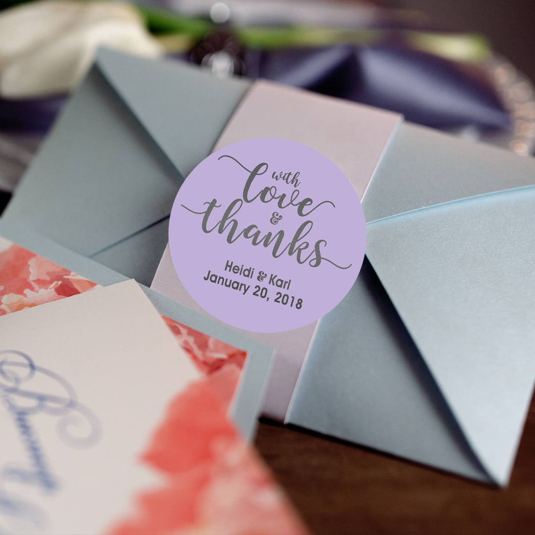With Love and Thanks, Custom Labels - Personalized Stickers - Round ...