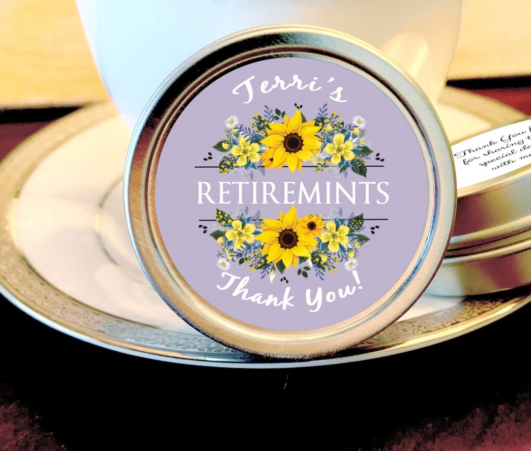 Retirement Mint Tins Retiremints Sunflower Retirement Favors Retirement ...