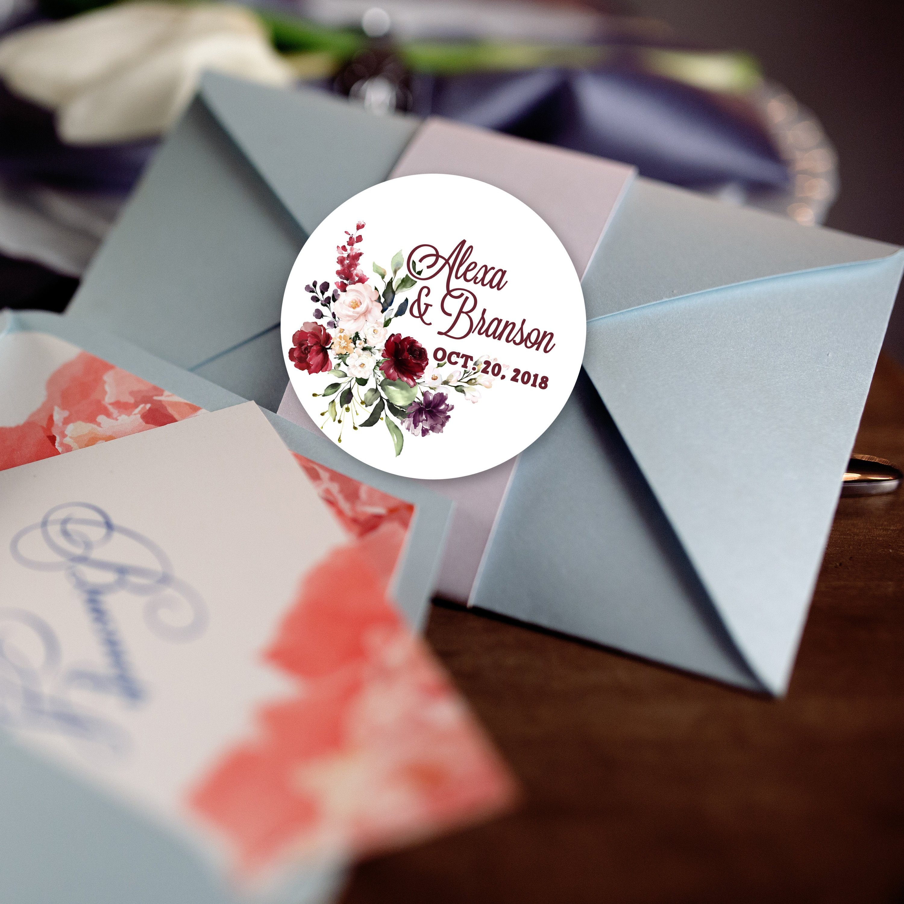 Floral Custom Labels - Personalized Stickers - Round Stickers - Bridal ...