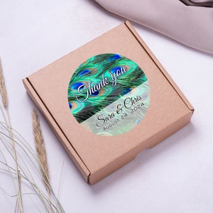 Glossy Round Peacock Labels - Peacock Favor Labels - Peacock Stickers ...