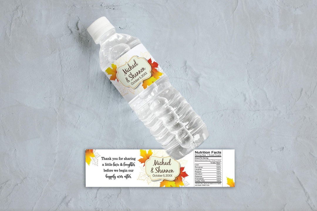 Fall Wedding Water Bottle Labels | Maple Leaf Design, Waterproof - Etsy