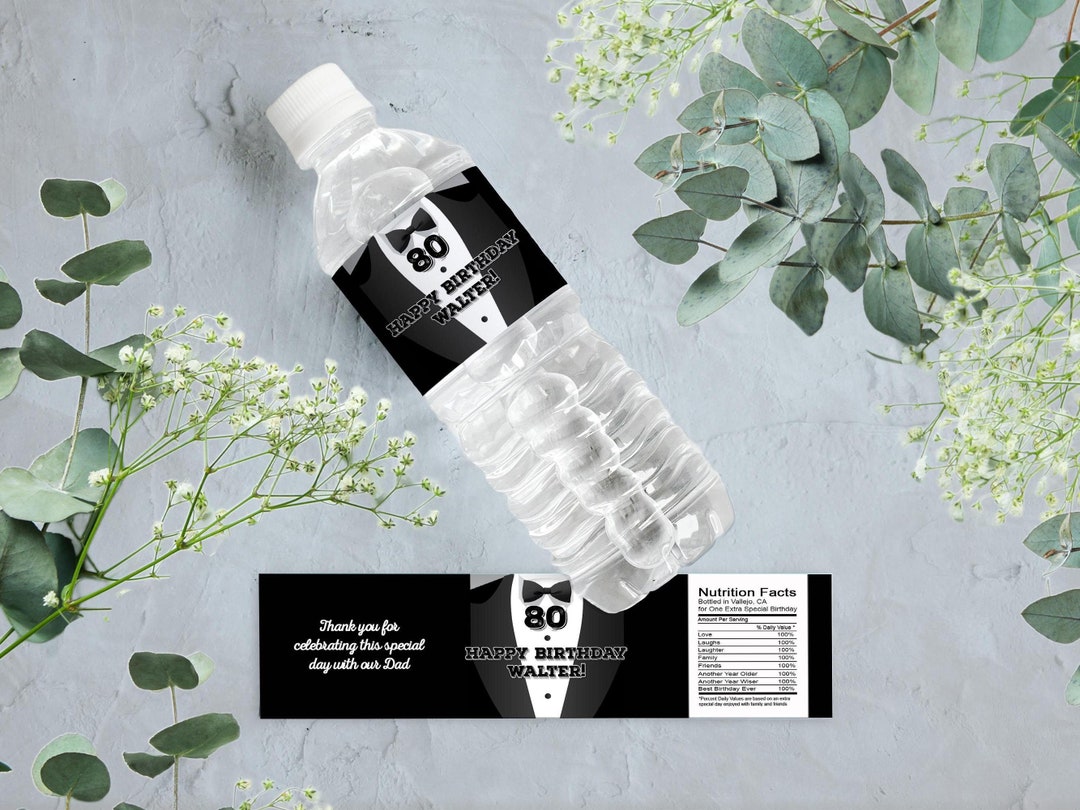 Tuxedo Birthday Water Bottle Labels – Personalized Party Drink Wraps - Etsy