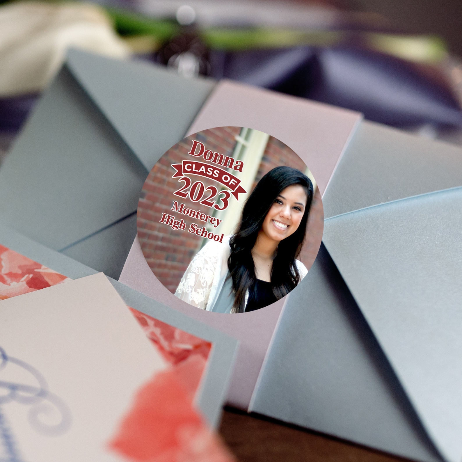 Graduation Photo Stickers, Custom High School Senior Labels - Round ...