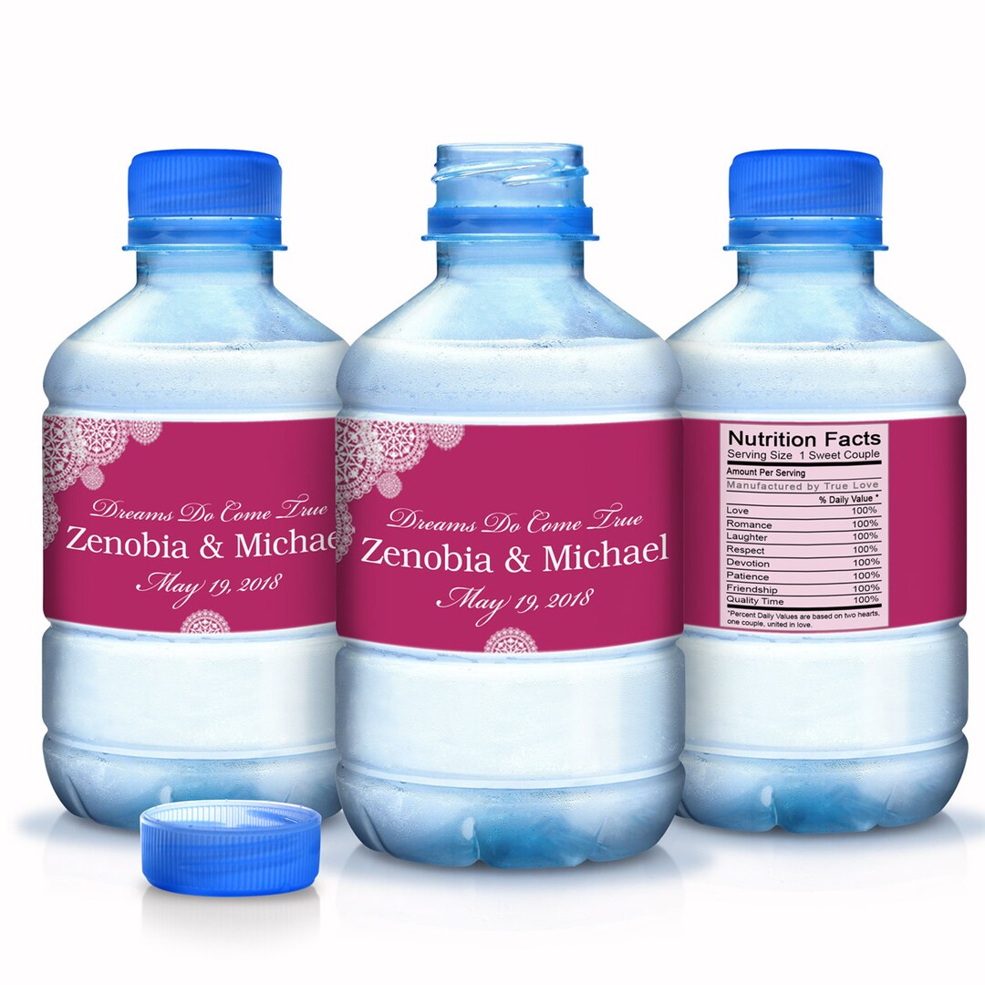 Custom Wedding Water Bottle Labels: Doily Theme, Personalized Decor - Etsy