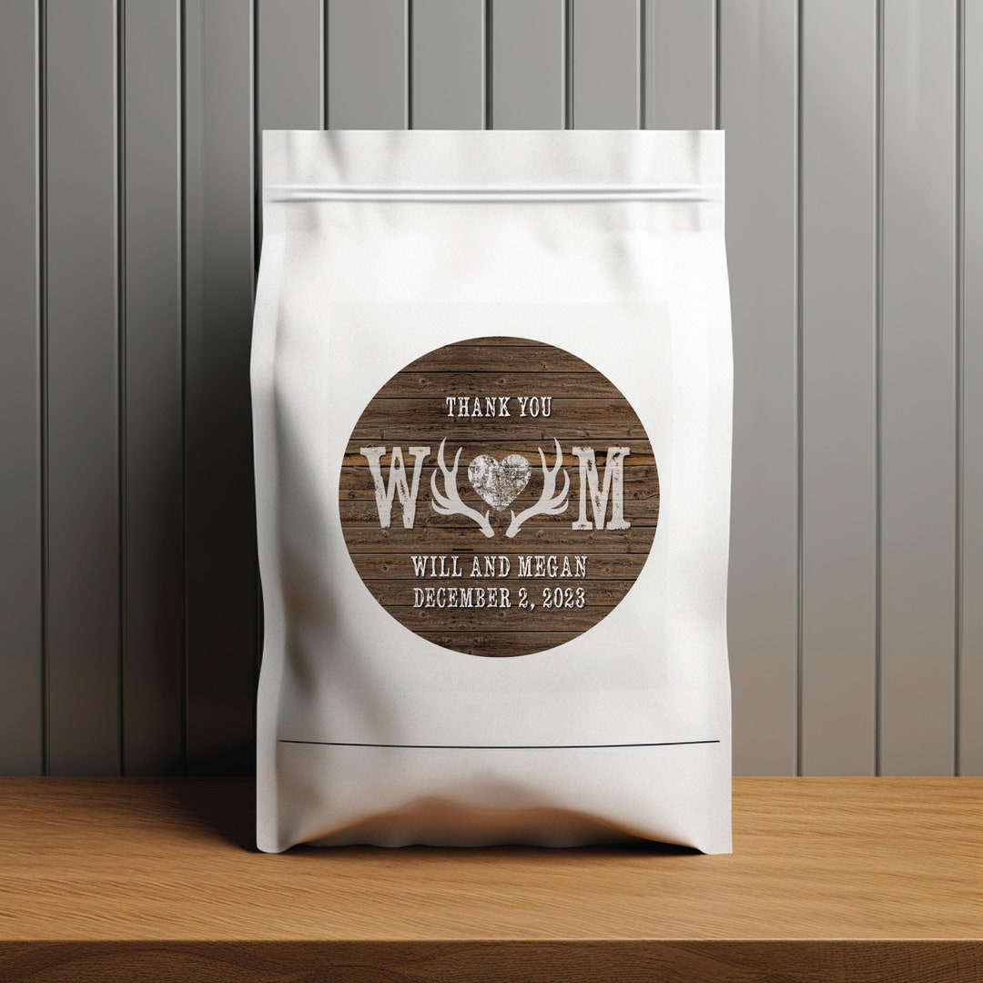 Deer Antler Stickers - Custom Favor Labels for Weddings, Bridal Showers ...