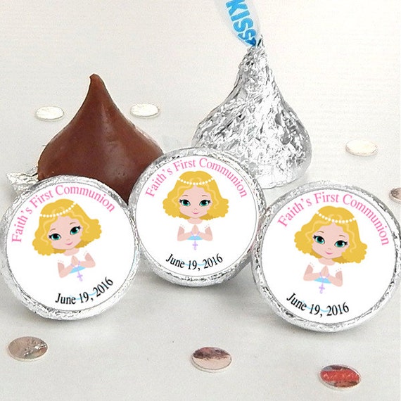 Printed 3/4" Round Candy Stickers | Girls Holy Communion | Baptism ...