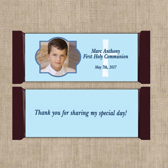 First Communion Chocolate Bar Wrappers - Holy communion candy wrapper ...
