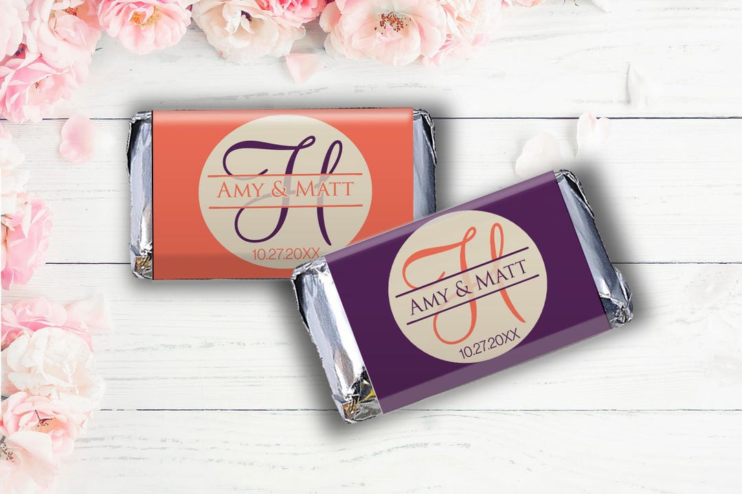 Monogram Mini Chocolate Wrappers | Personalized Mini Wrappers | Wedding ...